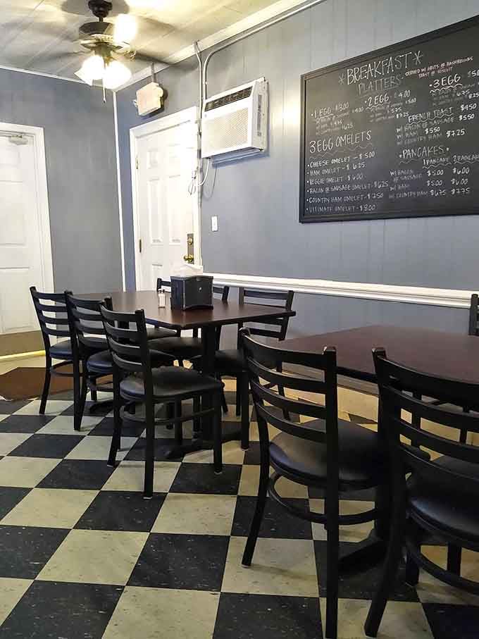 Another angle reveals the cozy dining room where locals gather to solve the world's problems over breakfast.
