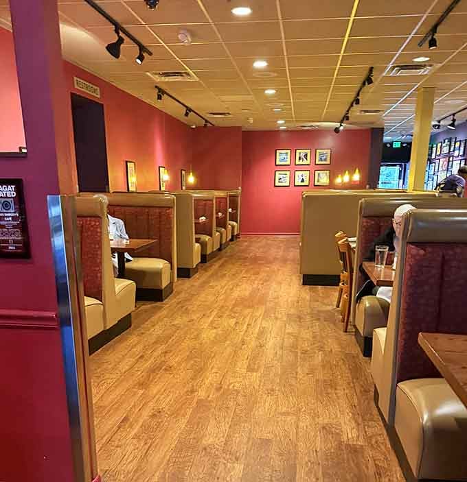 Comfortable booths stretching into the distance, each one a potential stage for your next great breakfast memory.