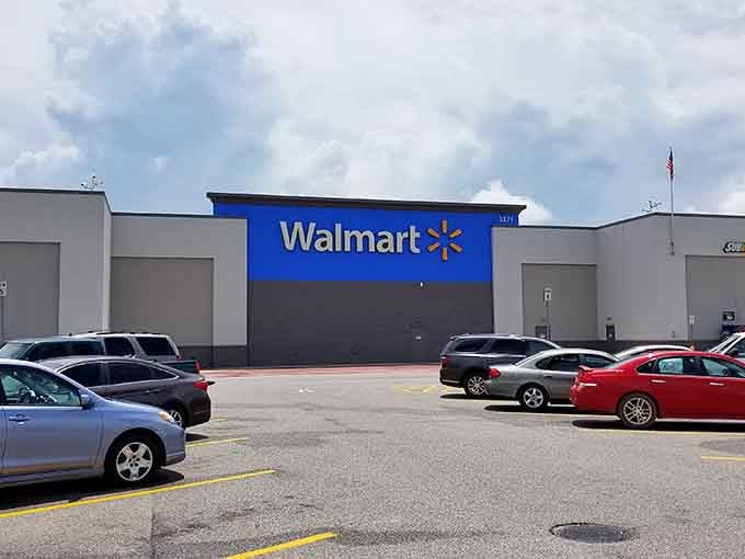 Even Walmart fits into the landscape here, serving as the modern town square for practical needs.