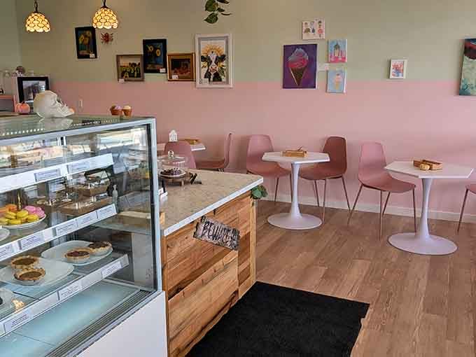 Pink walls and mid-century chairs make this spot Instagram-worthy, but the allergy-safe treats make it truly special.