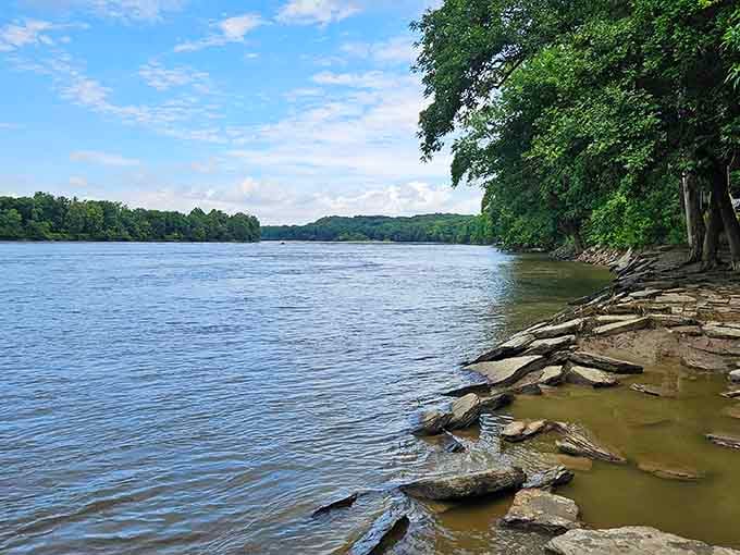 The Wabash River shoreline offers peaceful water views and the kind of quiet contemplation that's increasingly rare in our noisy world.
