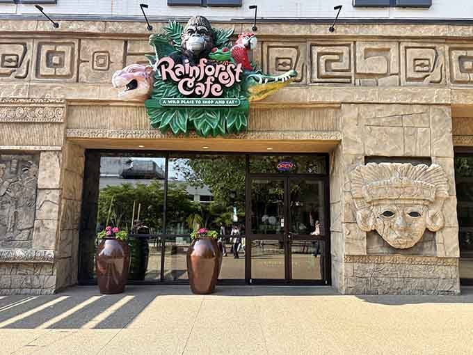 Rainforest Cafe brings jungle adventure to Niagara Falls, complete with animatronic animals and themed dining excitement.
