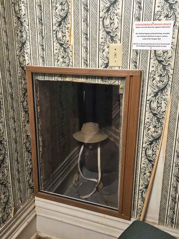 Hidden spaces within these walls once sheltered people seeking freedom along the dangerous Underground Railroad route.