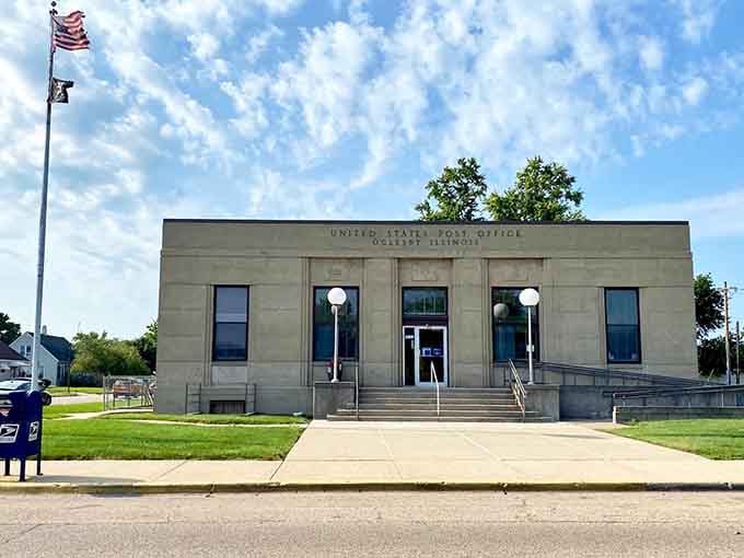 Even the post office here has architectural dignity, reminding us when public buildings were built to last centuries.