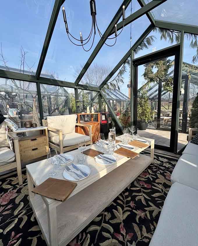 Greenhouse dining where you can pretend you're in a botanical garden while sipping wine like civilized adults.