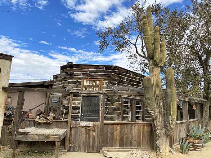 The Baldwin Mining Company storefront, complete with that towering saguaro, looks ready for Clint Eastwood to push through those doors.