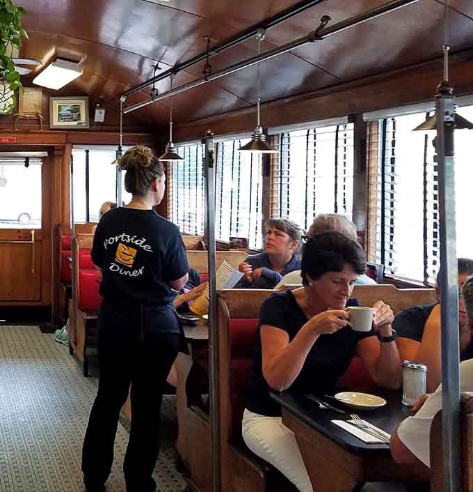 Locals gathering for breakfast like it's a sacred ritual, because in diners like this, it is.