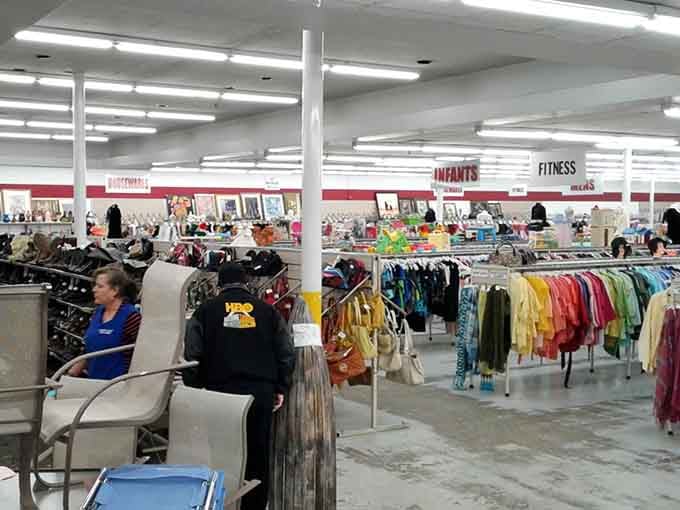 The vast interior reveals why serious thrifters block out entire afternoons for their treasure hunts.