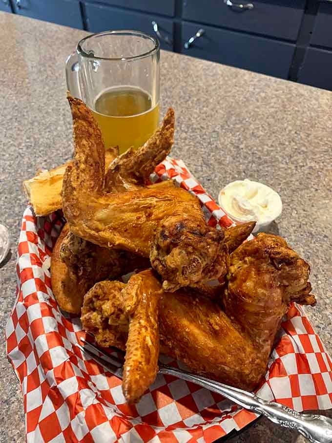 Wings so good they deserve their own beer pairing, served in baskets that keep coming back for more.
