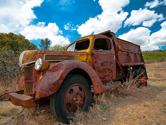 This vintage workhorse hauled ore when Truman was president, now resting in permanent retirement with undeniable character and style.