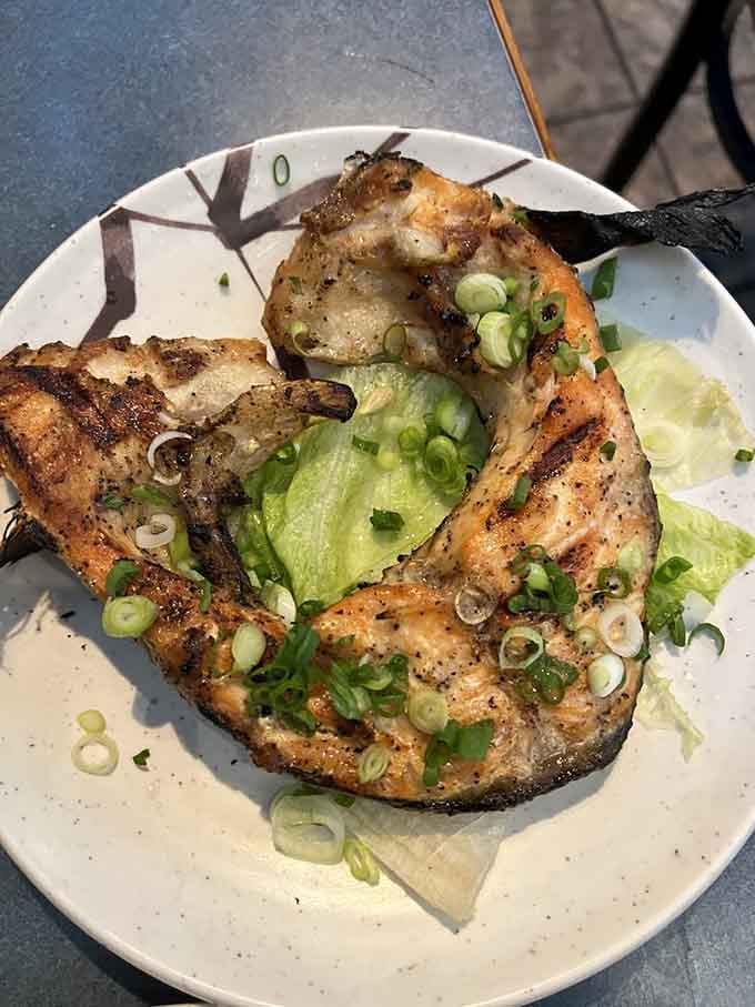 This grilled salmon collar is so perfectly charred and succulent it could convert dedicated landlubbers into seafood devotees.