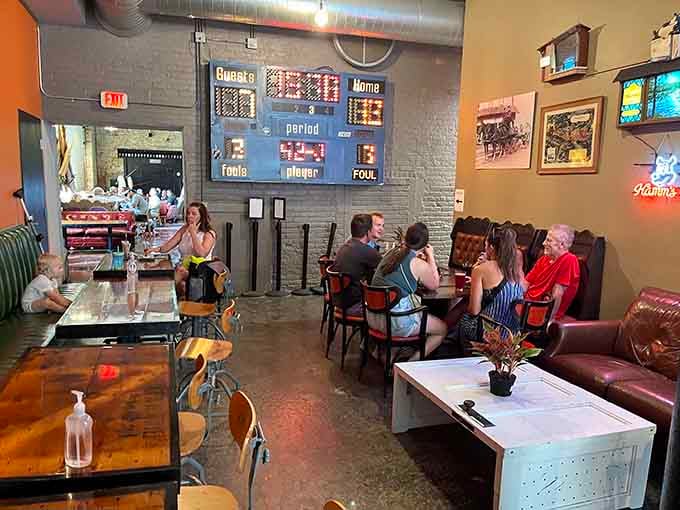 Real people enjoying real food in a space that feels like your coolest friend's living room went commercial.