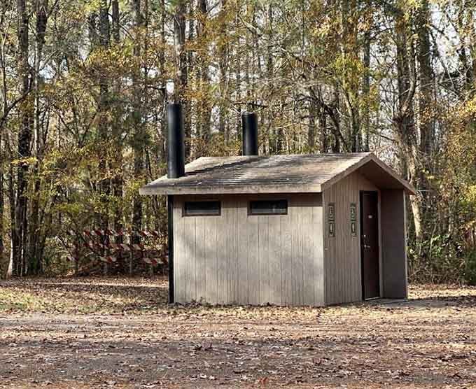 Even ghost towns need restrooms, proving that modern conveniences and historical exploration can coexist in surprising harmony after all.