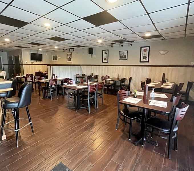 Spacious seating means you can spread out and claim territory for all those dishes you're about to order.