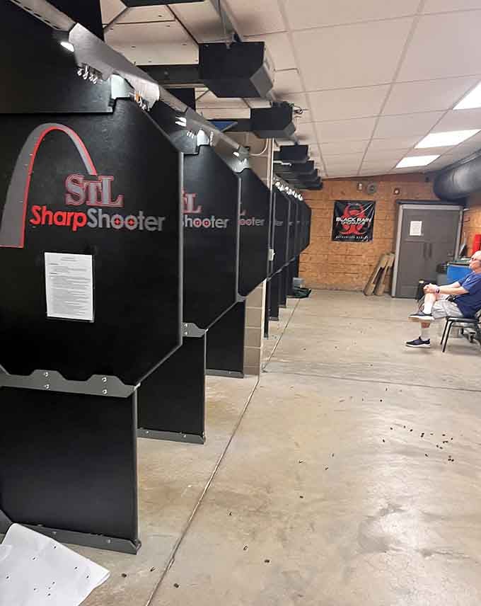 Multiple shooting booths accommodate everyone from beginners to experienced marksmen seeking practice time and fun.