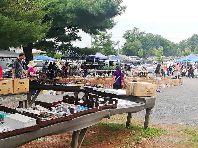 Vendors set up shop as far as the eye can see, creating a bustling bazaar atmosphere.