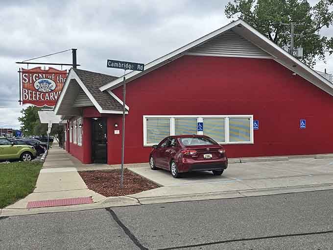 The bright red exterior stands out like a beacon of hope for anyone who's tired of disappointing restaurant experiences.