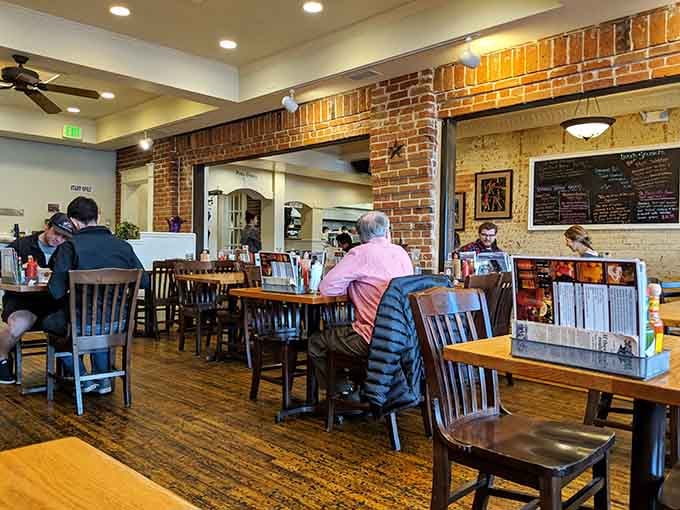 Comfortable seating and vintage touches create the perfect setting for lingering over pancakes and catching up with old friends.