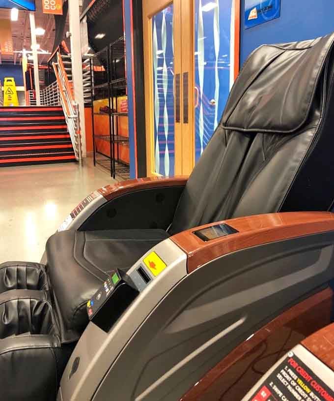 Even the massage chairs know you'll need serious recovery time after pretending you're still twenty-five.