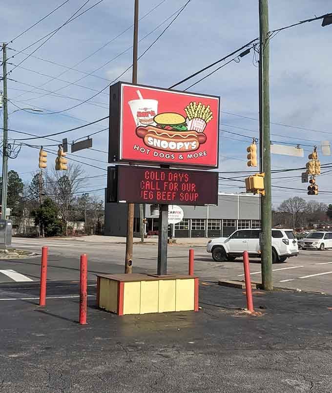 That roadside sign announcing beef soup specials, calling to you like a beacon of deliciousness.