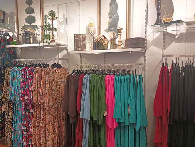 Flowing dresses in jewel tones that transition seamlessly from Branson shows to lakeside dinners without missing a beat.