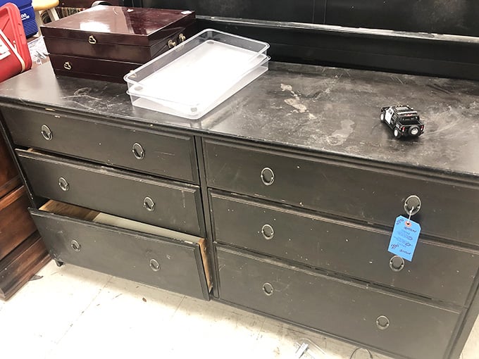 That dresser has more storage potential than your last three apartments combined, and it's waiting for you.