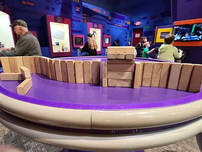 Wooden blocks arranged in perfect circles, waiting for creative minds to build something absolutely magnificent.