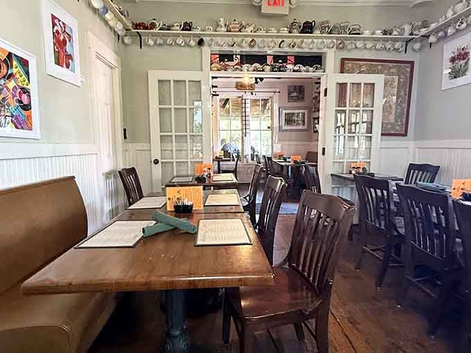 Multiple dining rooms mean there's always a cozy corner waiting, each one decorated like your favorite aunt's charming breakfast nook.