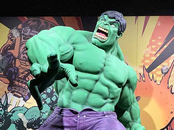 The Hulk mid-rampage, reminding us that gamma radiation and anger management don't mix well together at all.