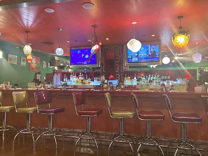 That retro bar seating invites you to belly up and watch the breakfast magic happen right before you.