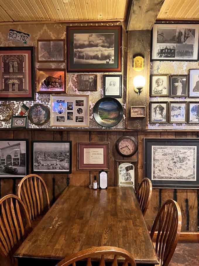 Every inch of wall space tells a story, creating a museum you can actually eat and drink in.