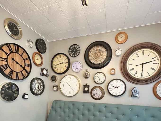 Time stands still on these walls, literally, reminding you that good meals deserve your full attention.