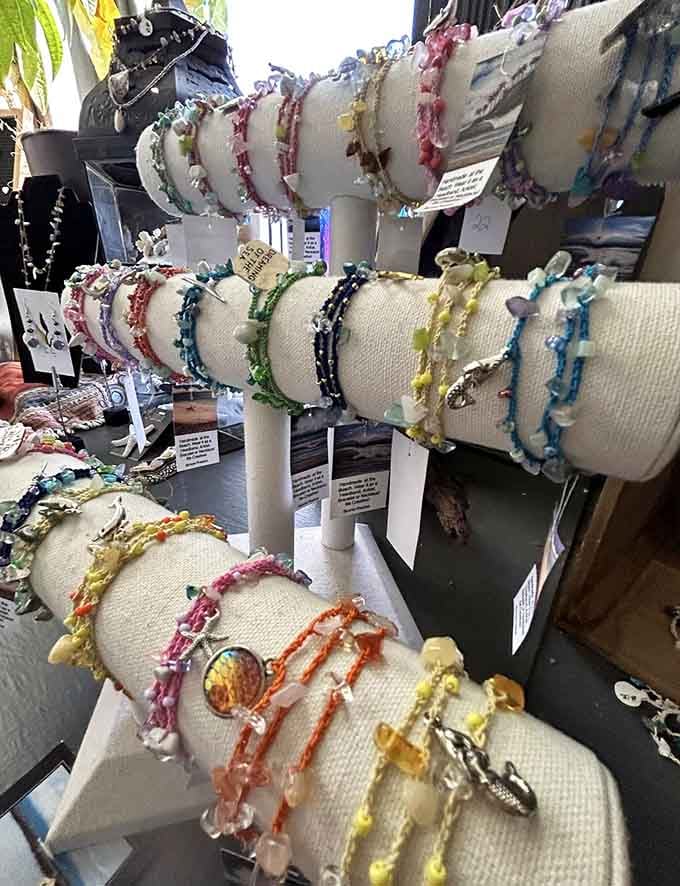 These handcrafted mermaid bracelets bring a little ocean magic home with you, no swimming with dolphins required for purchase.