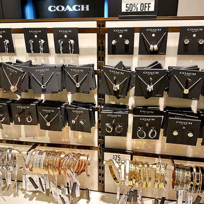 Coach jewelry at outlet prices means looking luxurious without eating ramen for the next three months.