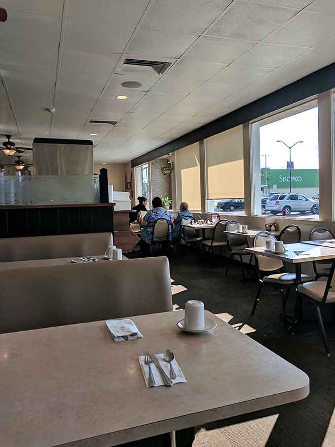 Window seats where you can watch the world go by while contemplating your pancake strategy and life decisions.
