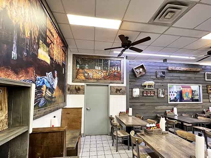 Every angle reveals another layer of barbecue passion, from the wood paneling to the carefully curated competition memorabilia.