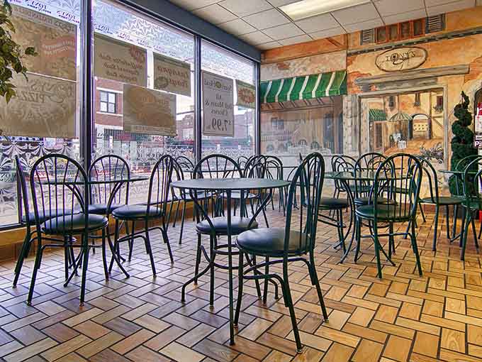 Cozy seating where you can contemplate your sandwich strategy and possibly loosen your belt a notch or two.