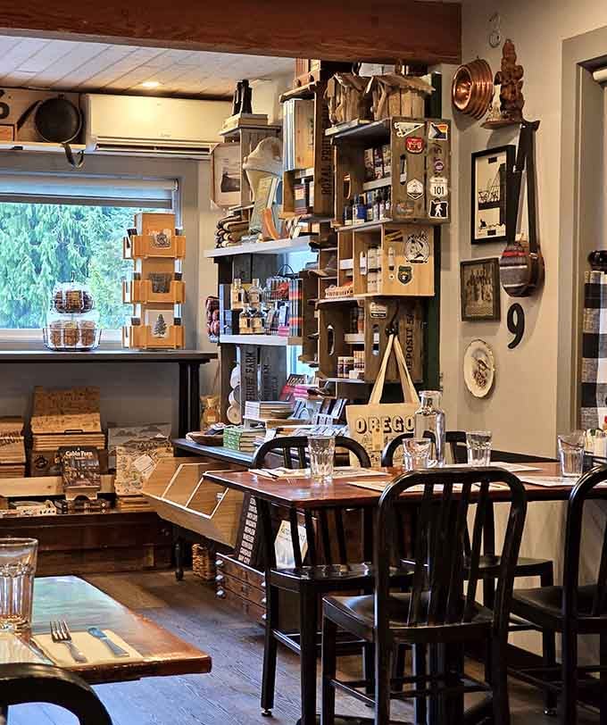 Corner seating surrounded by coastal charm creates the perfect spot for lingering over that second cup of coffee.