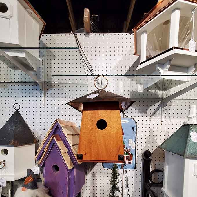 Handcrafted birdhouses in every color and style remind us that even our feathered friends deserve beautiful architectural design.