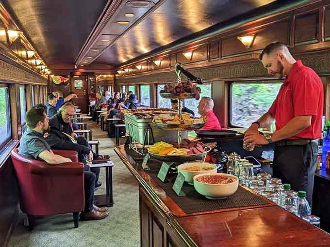 The dining car experience elevates your journey from simple transportation to a rolling feast through the mountains.