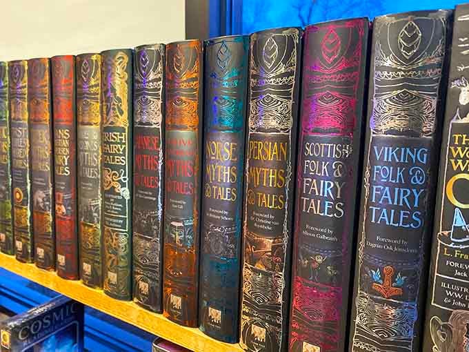 These ornate spines from various folklore collections look like they belong in Belle's library from Beauty and the Beast.