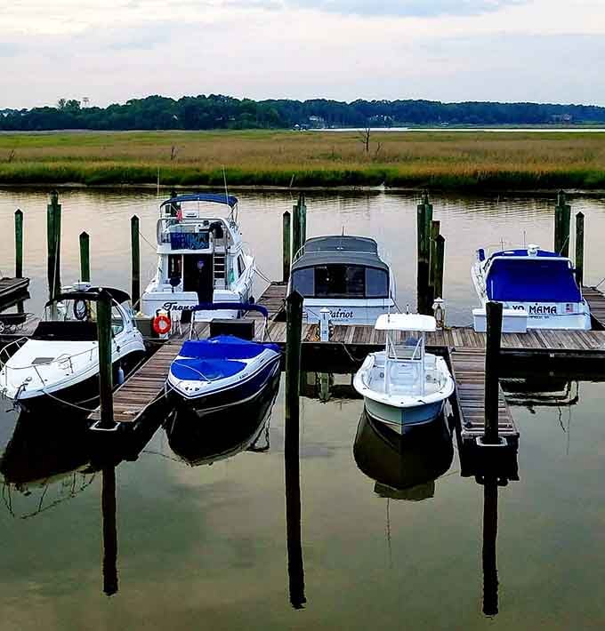 The marina provides convenient water access for boaters seeking riverside adventures and relaxation.