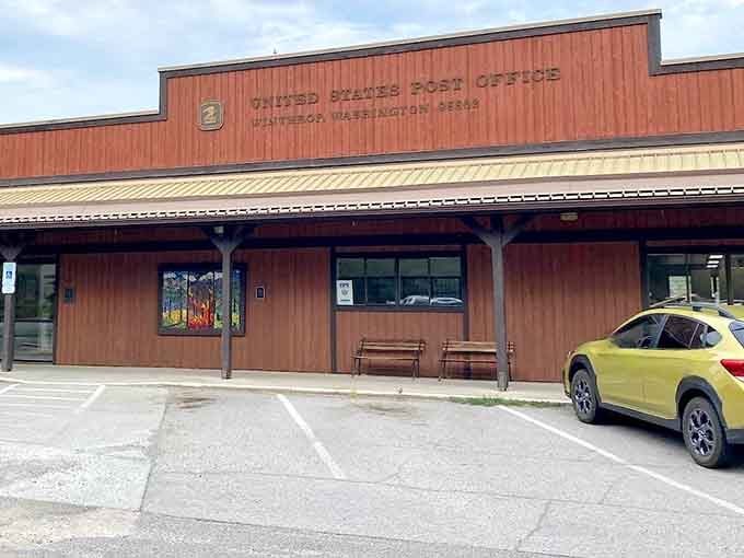 Even the post office embraces the Western theme, because why should government buildings be boring?