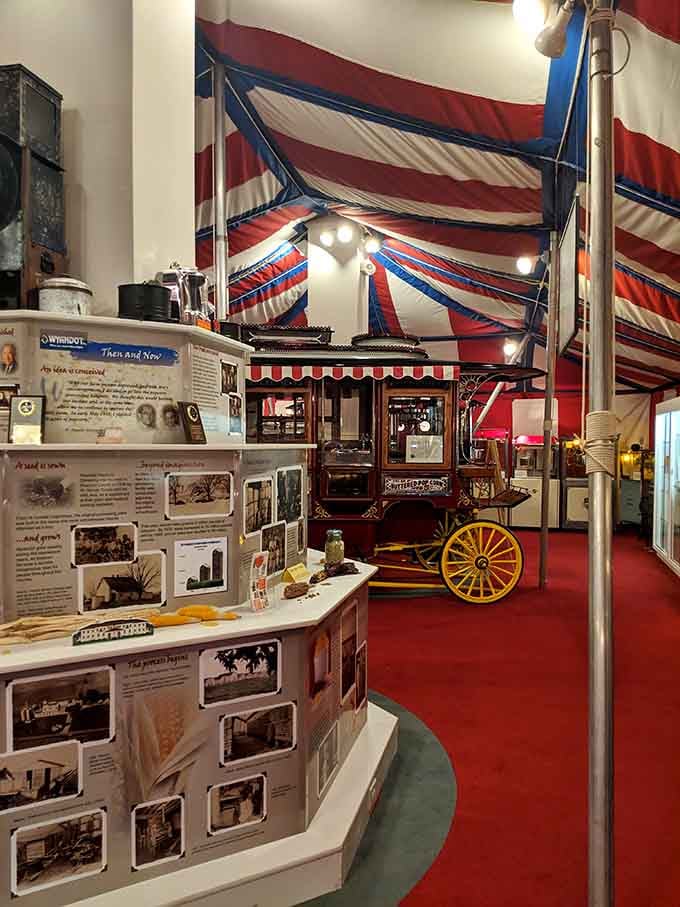 Educational displays reveal how popcorn conquered America, one kernel and one clever vendor cart at a time.