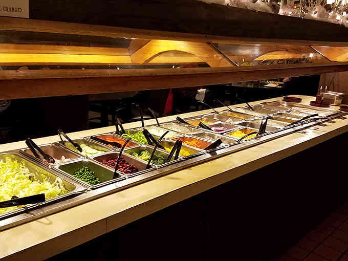 That salad bar stretches on like a vegetable paradise, giving you options beyond just iceberg lettuce and sadness.