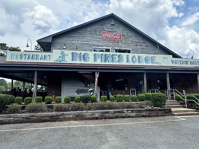 Big Pines Lodge wears its vintage Coca-Cola sign like a badge of honor from an era when things were simpler and sweeter.