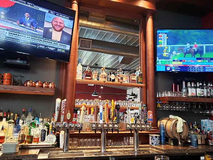 Behind the bar, an impressive selection of spirits and beer taps promises something for every taste preference.
