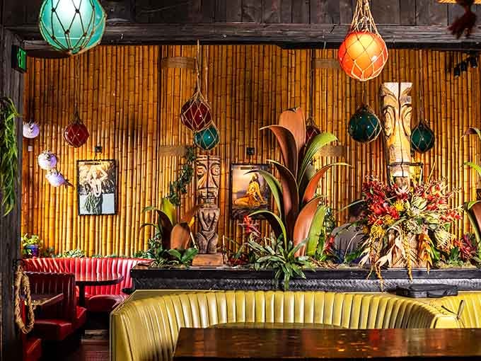 Every corner reveals another layer of tropical escapism, because subtlety is for people without tiki statues.