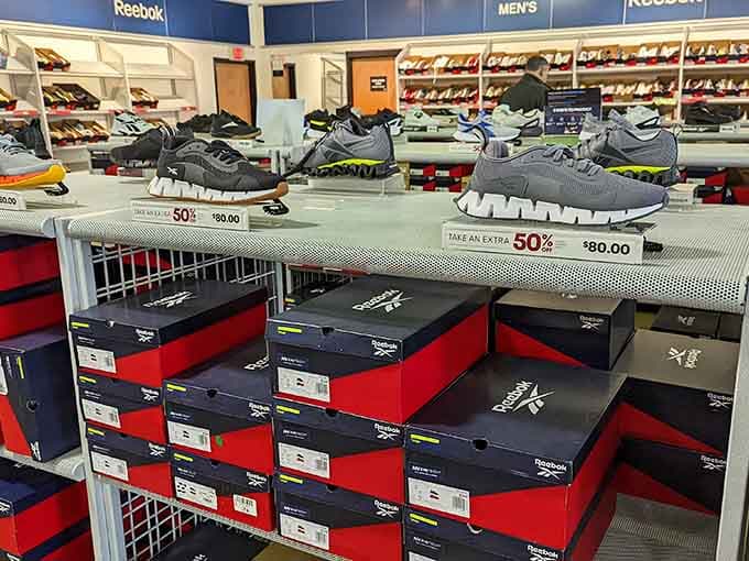 Shoe boxes stacked like a sneakerhead's dream come true, all at prices that won't haunt you later.