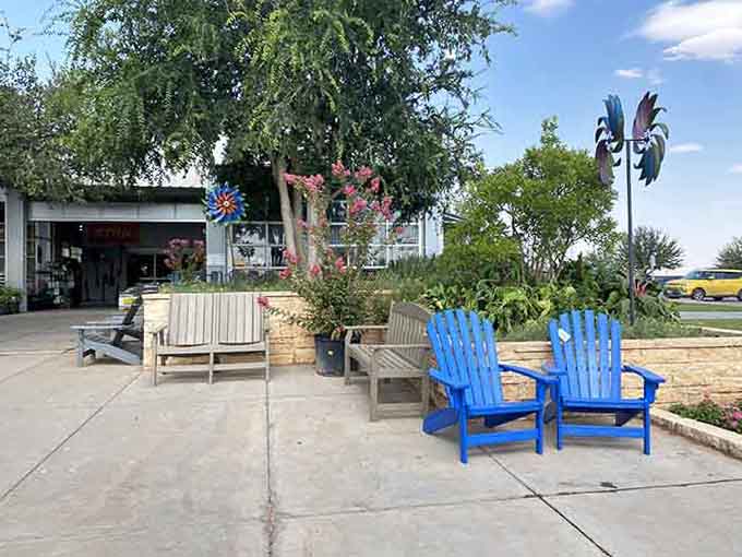 Those Adirondack chairs are calling your name, promising a moment of peace in the middle of your busy day.